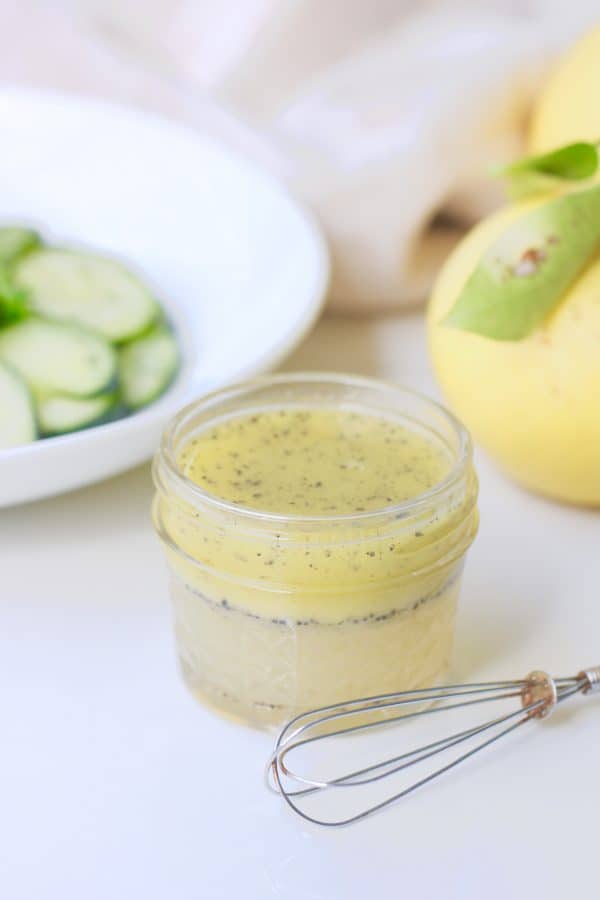 Lemon Poppyseed Dressing with Sliced Cucumbers - Vegan, Gluten Free