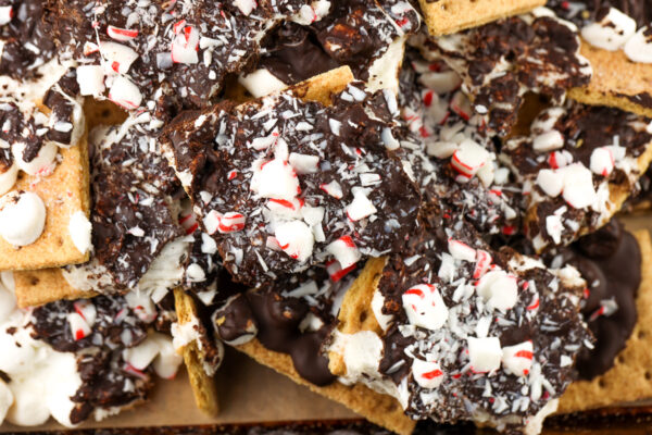 Peppermint Graham Cracker Bark with Marshmallows - "Holiday S'mores"