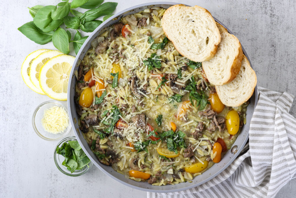 Tomato Orzotto with Ground Beef - Shaw Simple Swaps