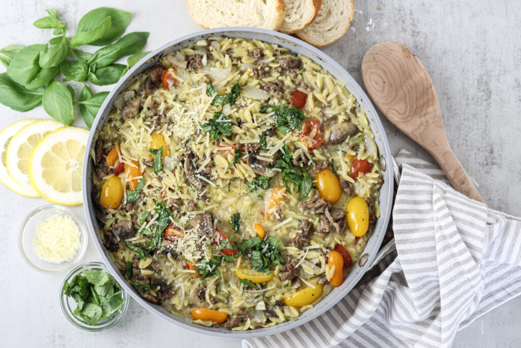 Tomato Orzotto with Ground Beef - Shaw Simple Swaps